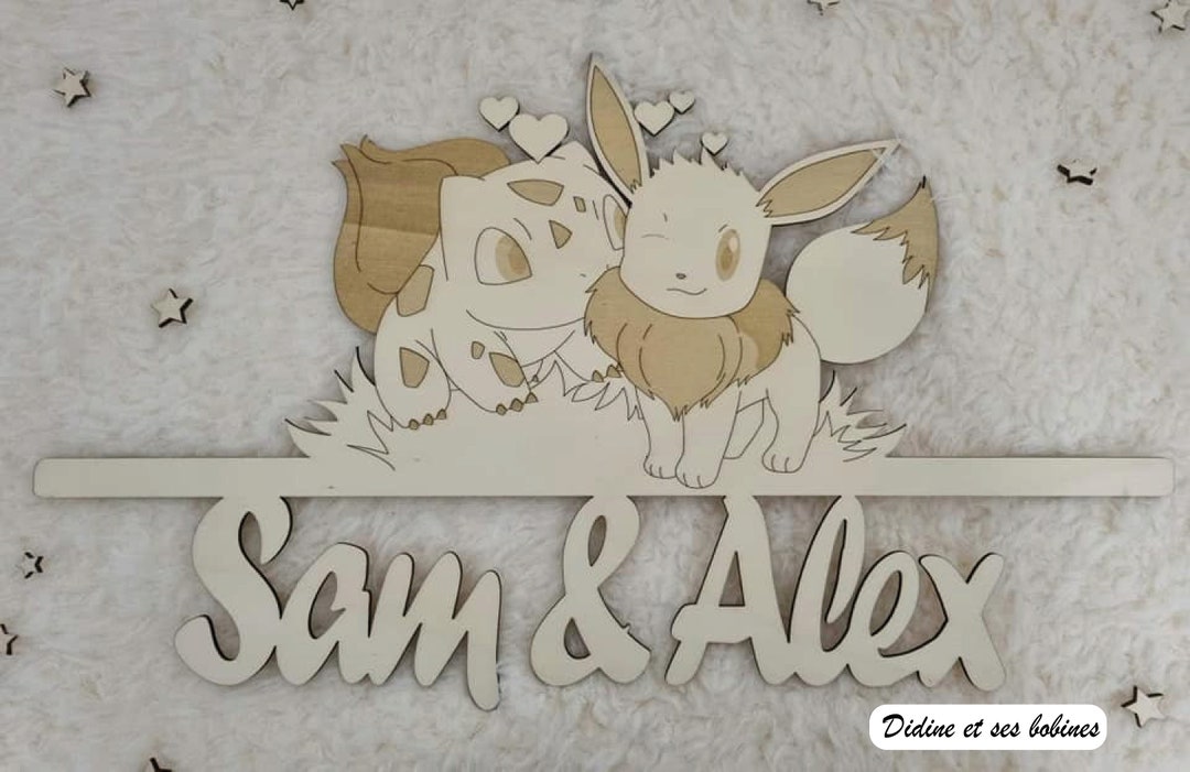 Pokemon Door Plate Eevee and Squirtle Kisses Personalized Pokemon ...