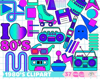 80s Nostalgia Elements Clipart Back to the 80's Vintage - Etsy