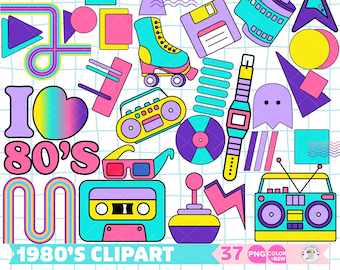 80s Nostalgia Elements Clipart Back to the 80's Vintage - Etsy