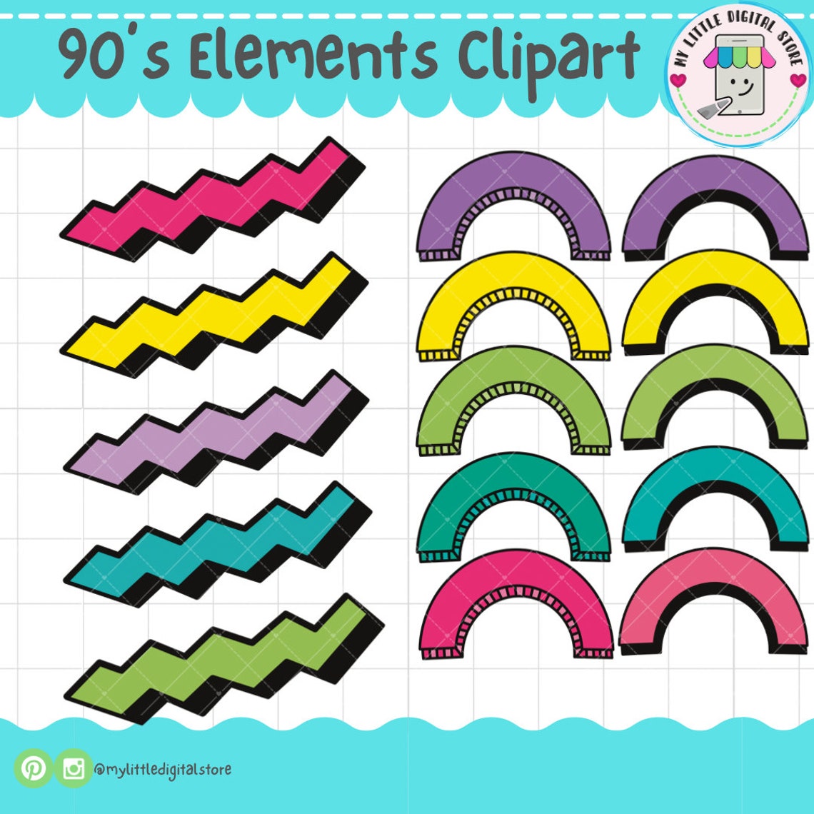 90s Nostalgia Elements Clipart Vintage 90s Design Retro 90s - Etsy