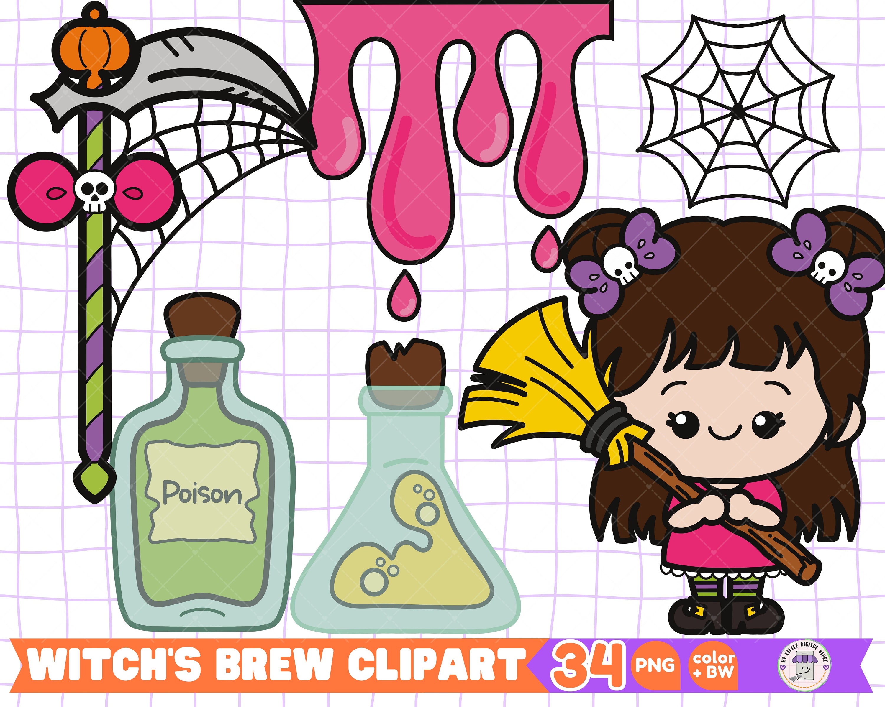 Witch's Brew Cute Halloween Clipart - Etsy
