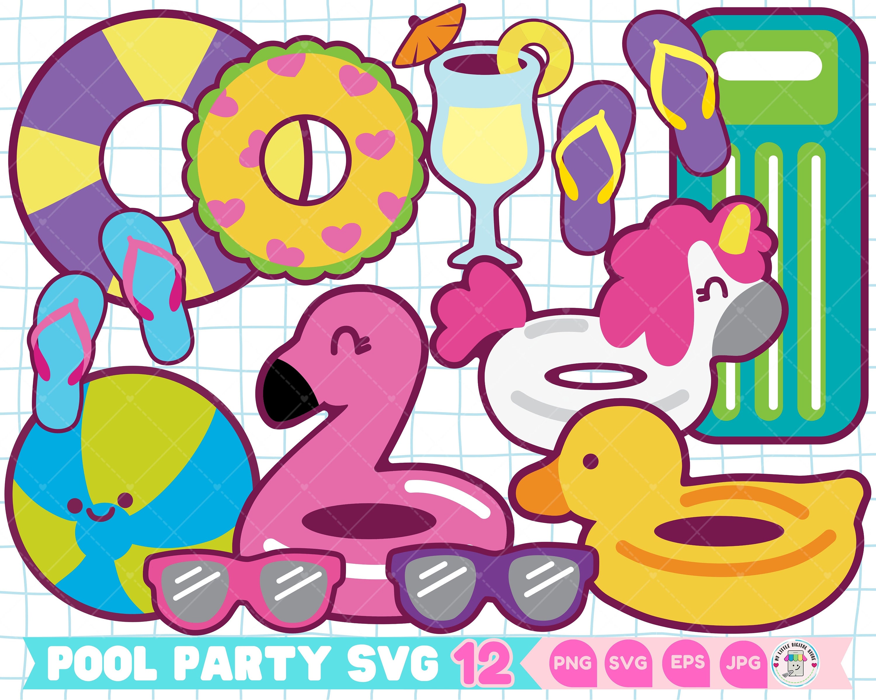 Pool Party Flamingo Unicorn Clipart Svg, Flamingo Unicorn Pool Float ...