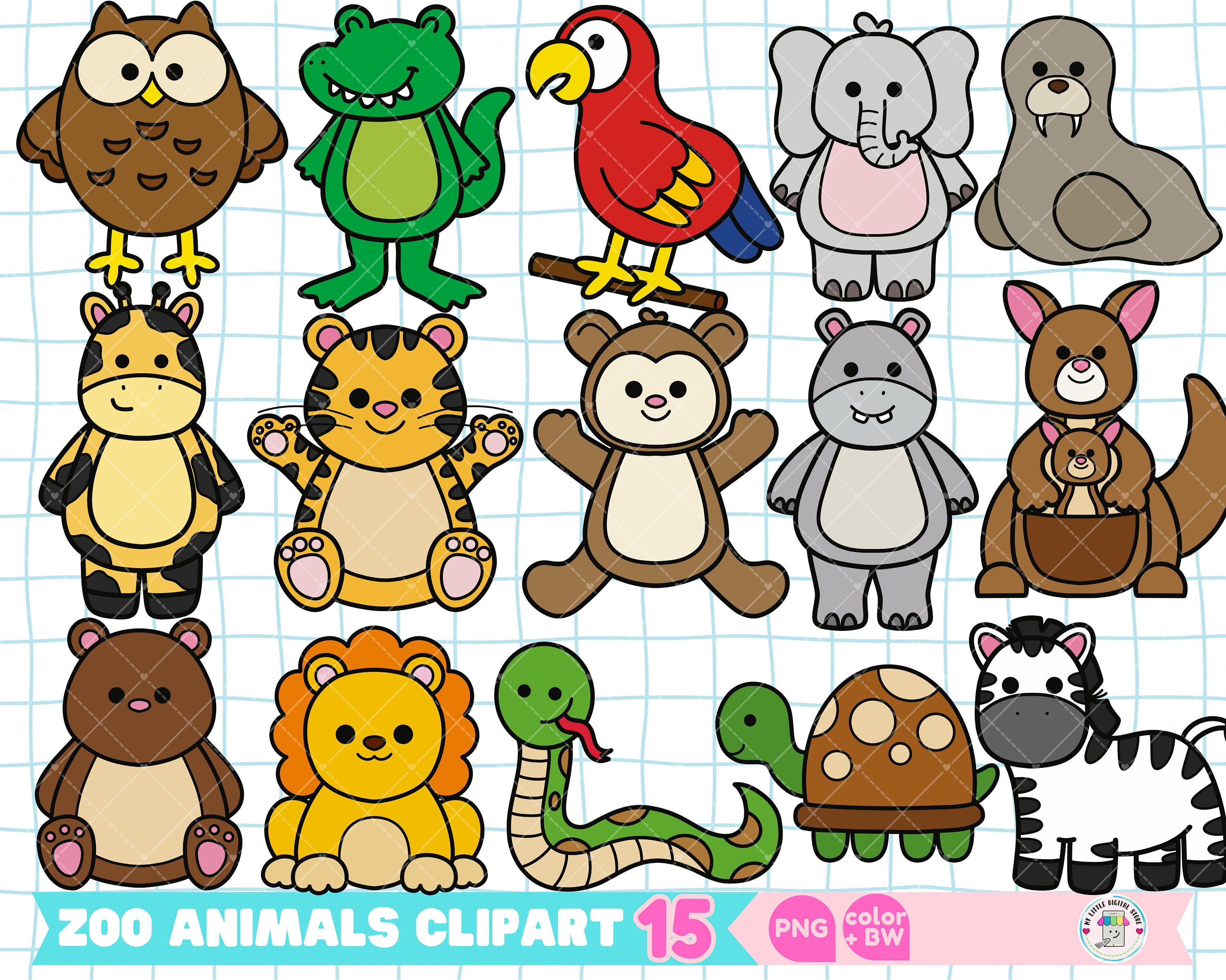 Cute Zoo Animals Clipart