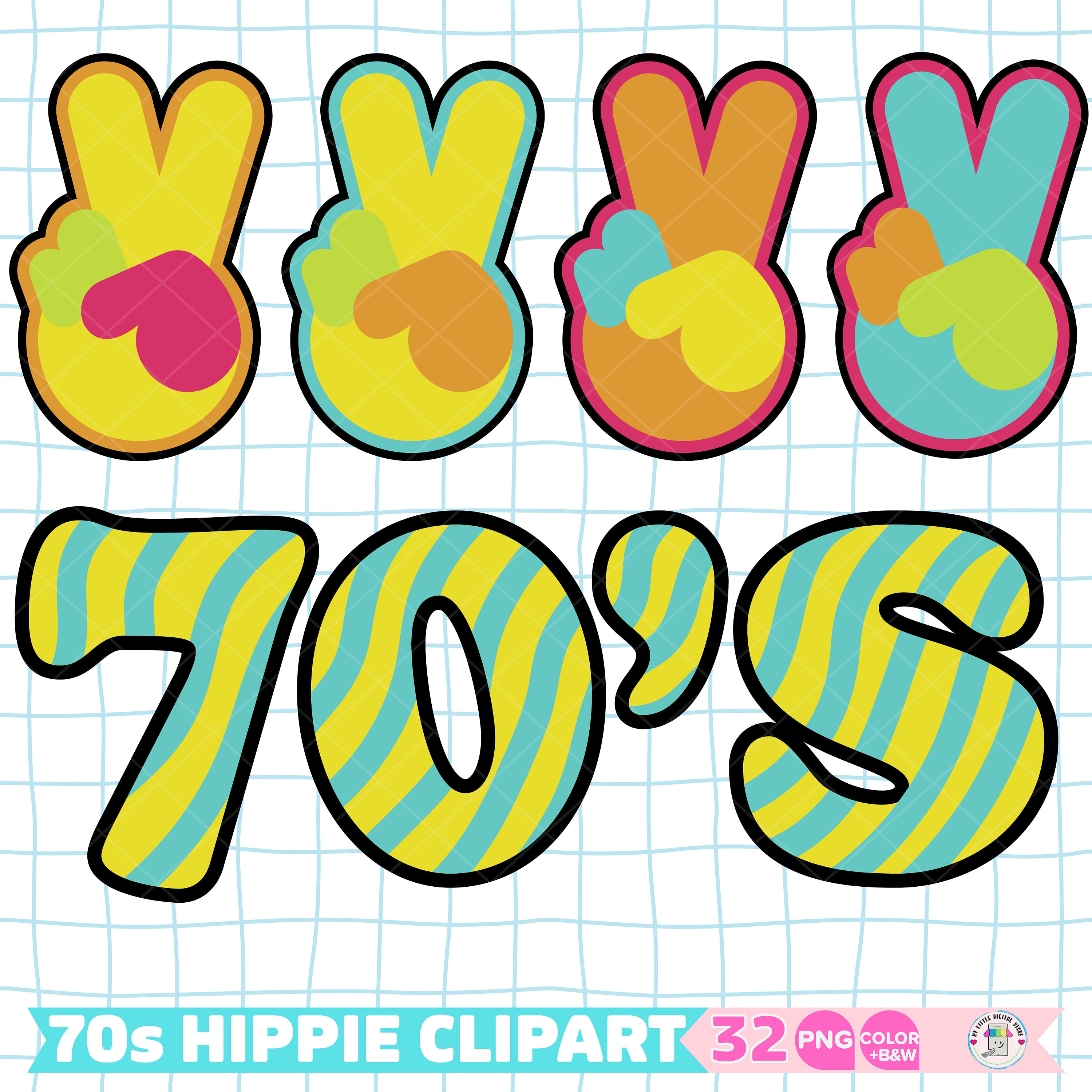 70s Nostalgia Elements Clipart, Vintage 70s Design, Retro 70s Sublimation Design, Free ...