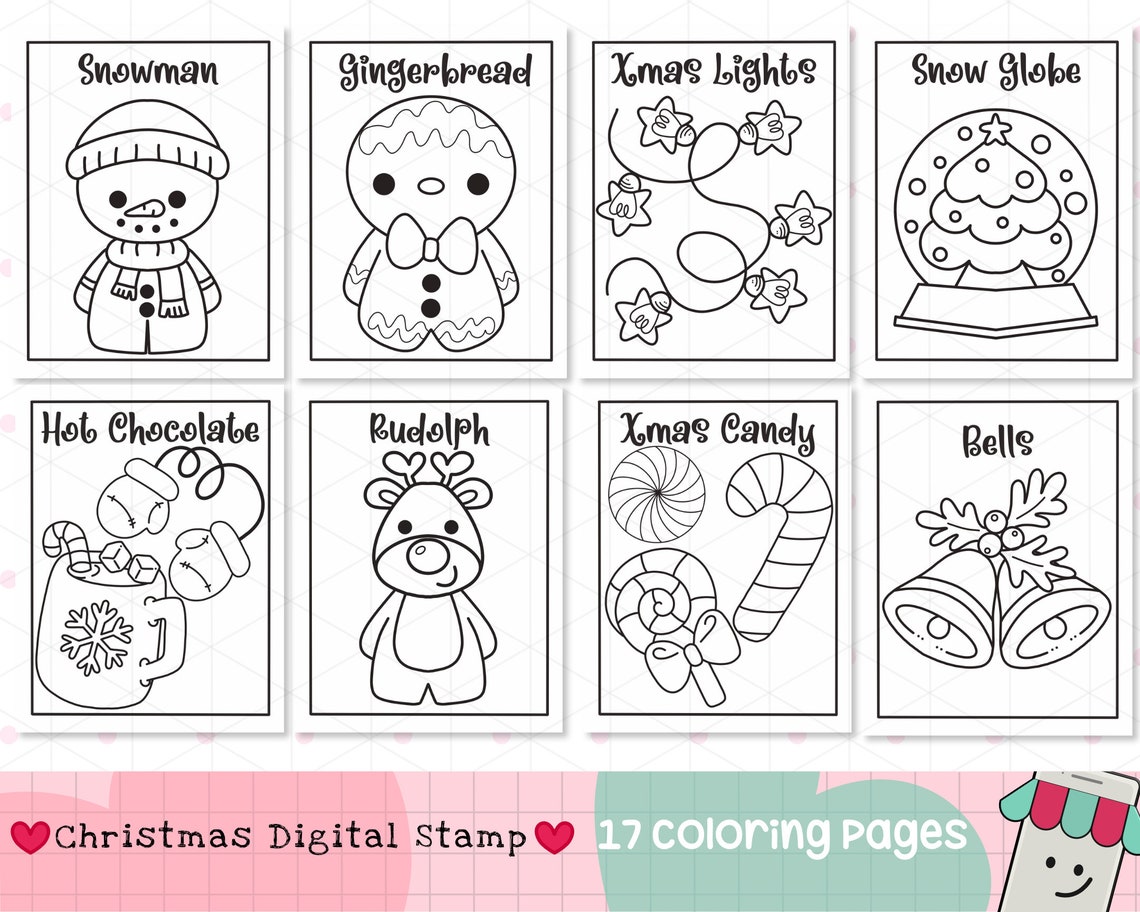 Christmas Doodle Clipart Christmas Printable Kids Coloring - Etsy
