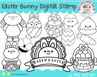 Kawaii Bunny Outline - Etsy