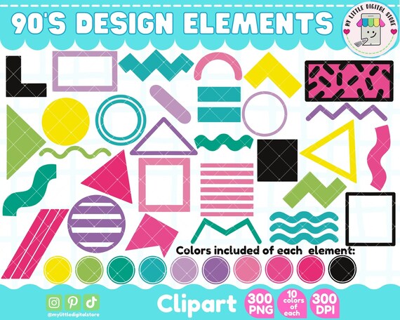 90s Nostalgia Basic Elements Clipart Vintage 90s Design - Etsy