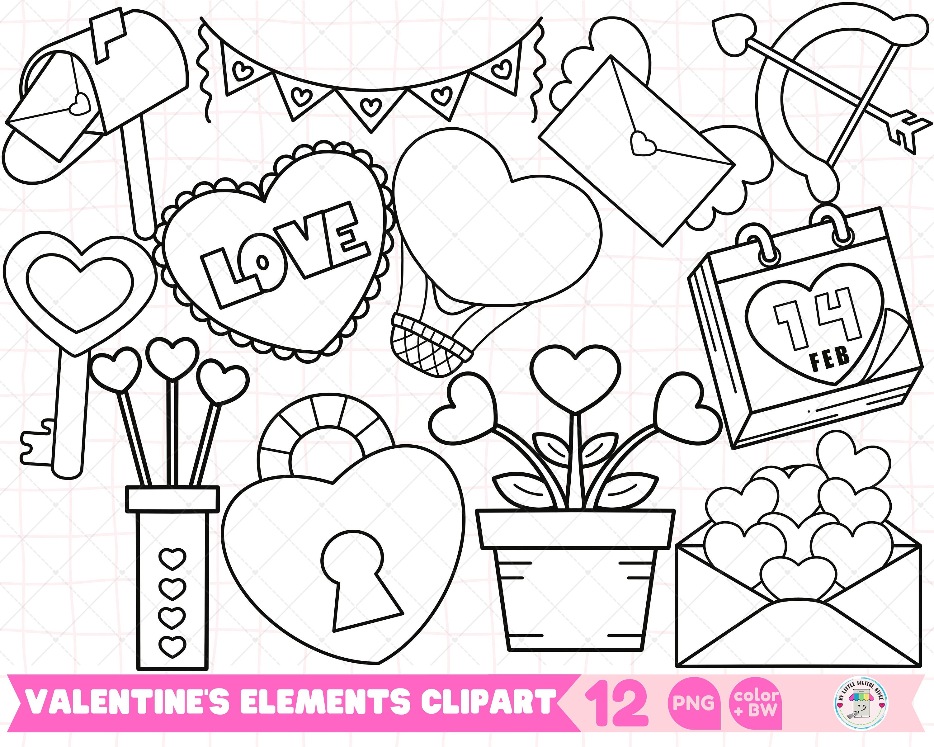 Valentines Day Elements Clipart, Cupid Love Letter Clipart, Valentine's ...