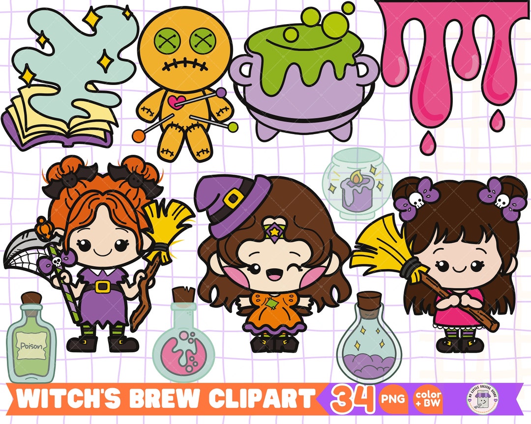 Witch's Brew Cute Halloween Clipart - Etsy