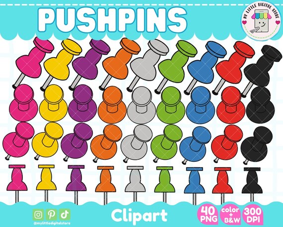 Push Pin Clipart Rainbow Thumb Tack School Supplies Clip - Etsy