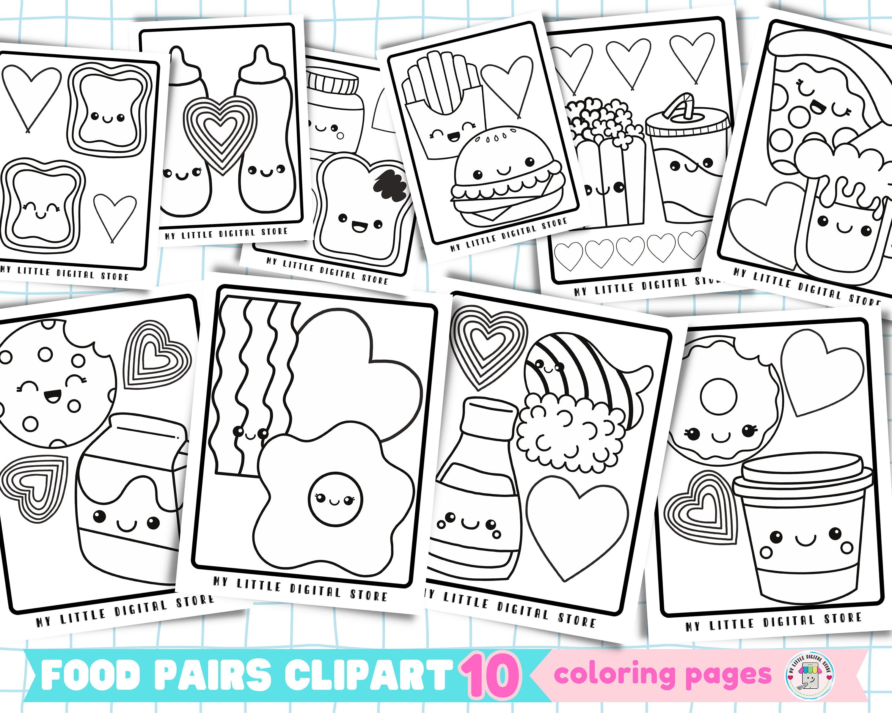 Perfect Match Kawaii Valentine’s Day Clipart | Love Food Pairs Fast ...