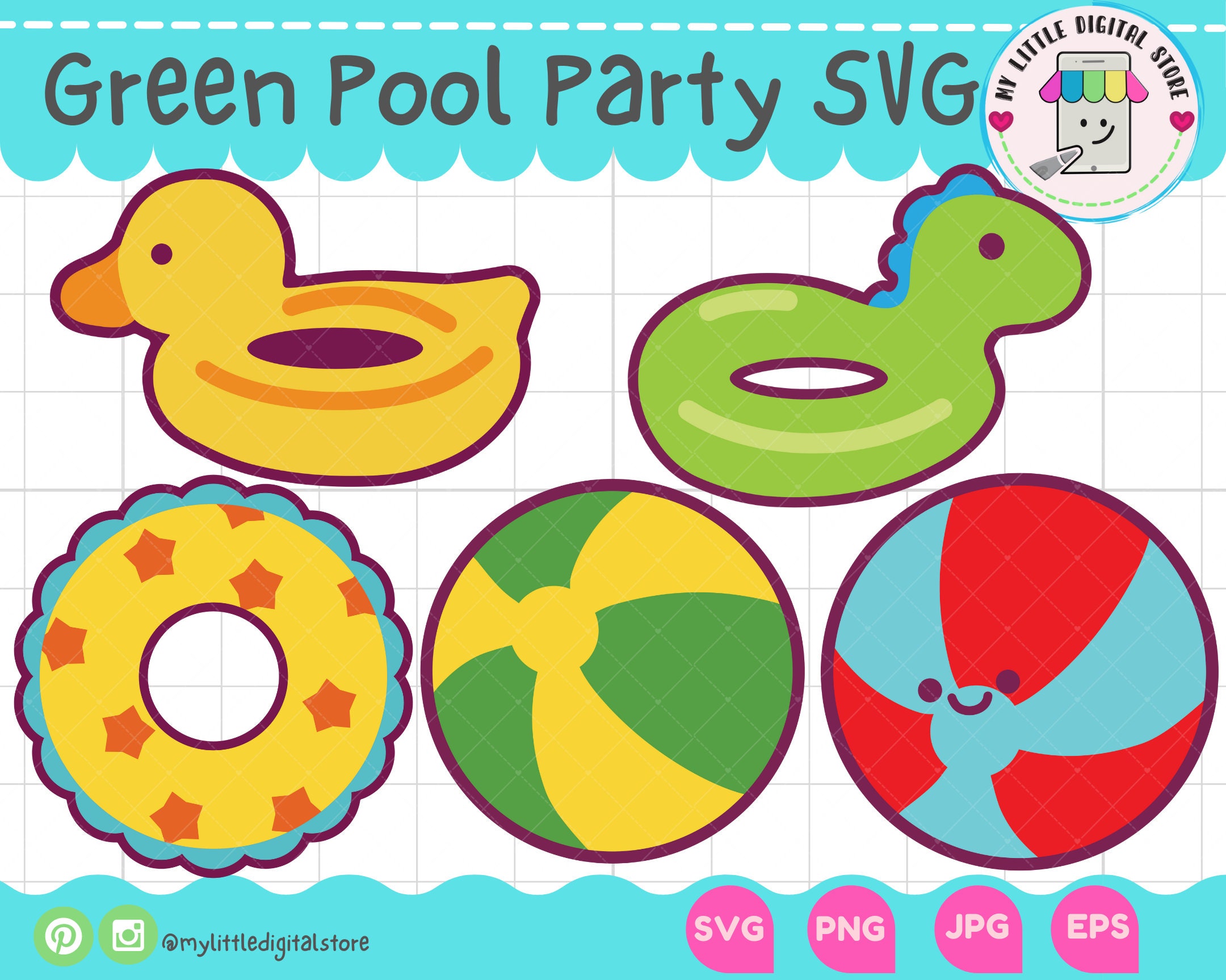 Pool Party Dinosaur Clipart Svg Duck Pool Float Svg Summer | Etsy