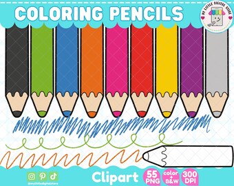 Coloring Pencils Clipart - Etsy