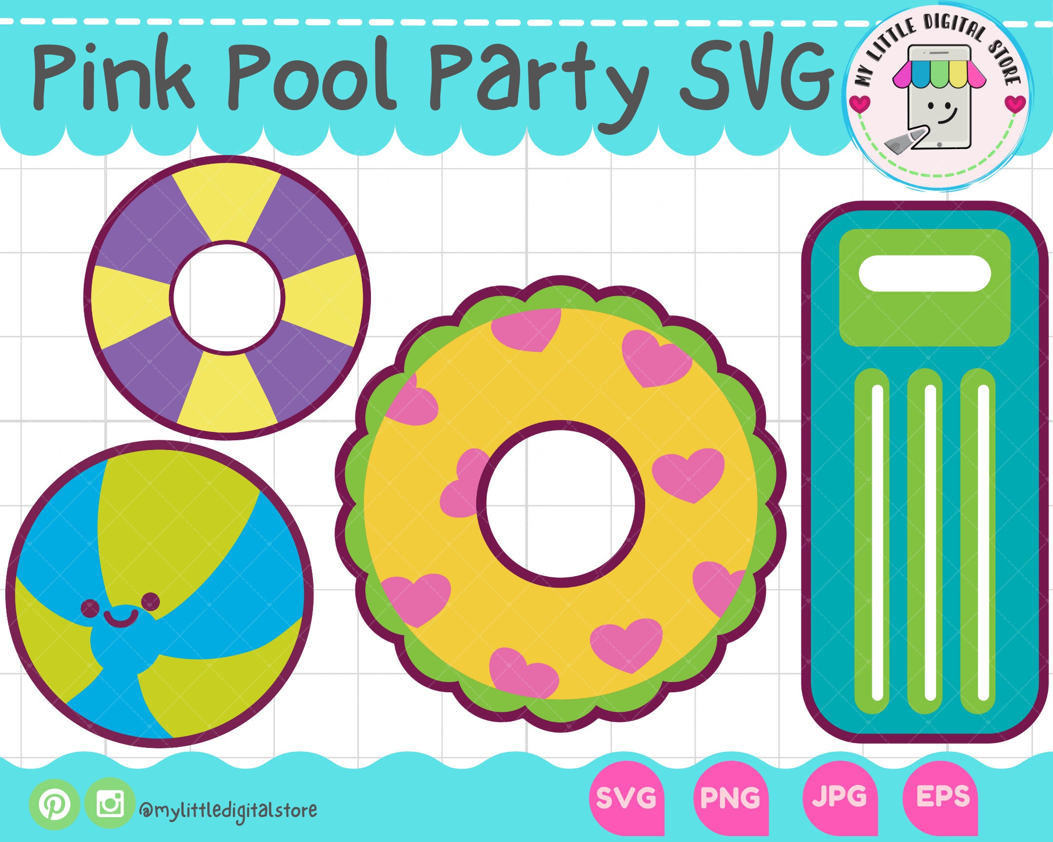 Pool Party Flamingo Unicorn Clipart Svg Flamingo Unicorn Pool | Etsy