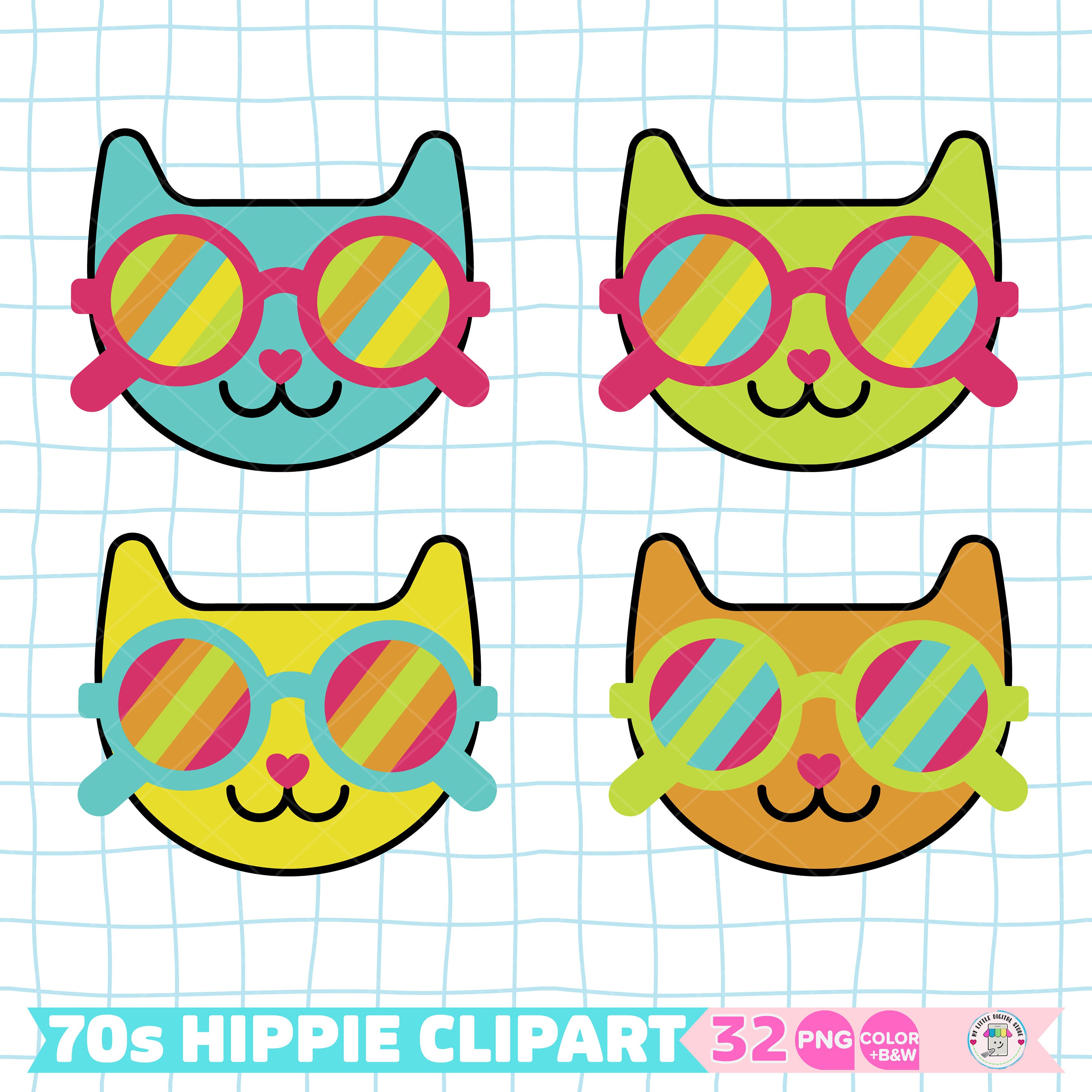 70s Nostalgia Elements Clipart, Vintage 70s Design, Retro 70s ...