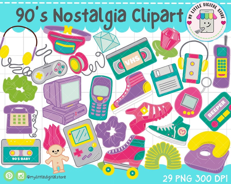 90s Nostalgia Clipart Vintage 90s Design Retro 90s - Etsy