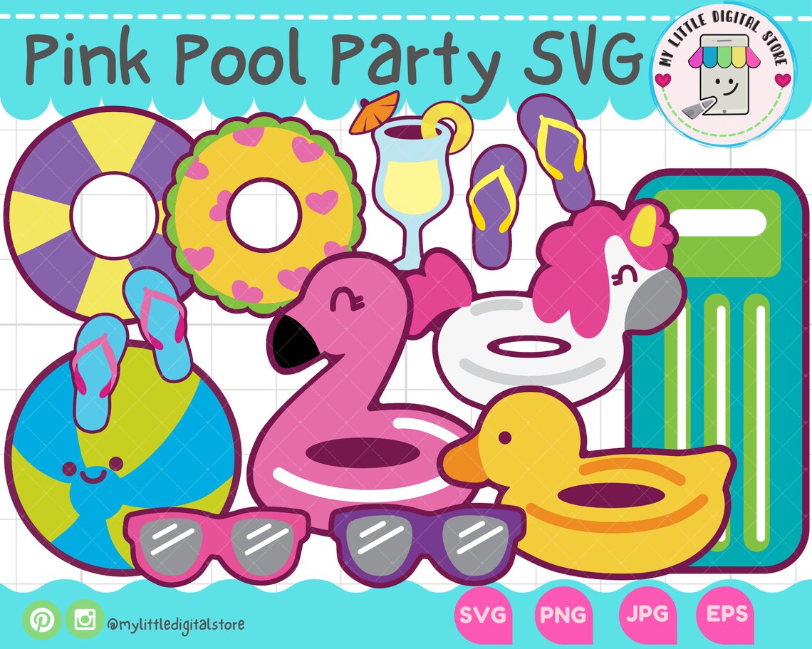 Pool Party Flamingo Unicorn Clipart Svg Flamingo Unicorn Pool | Etsy