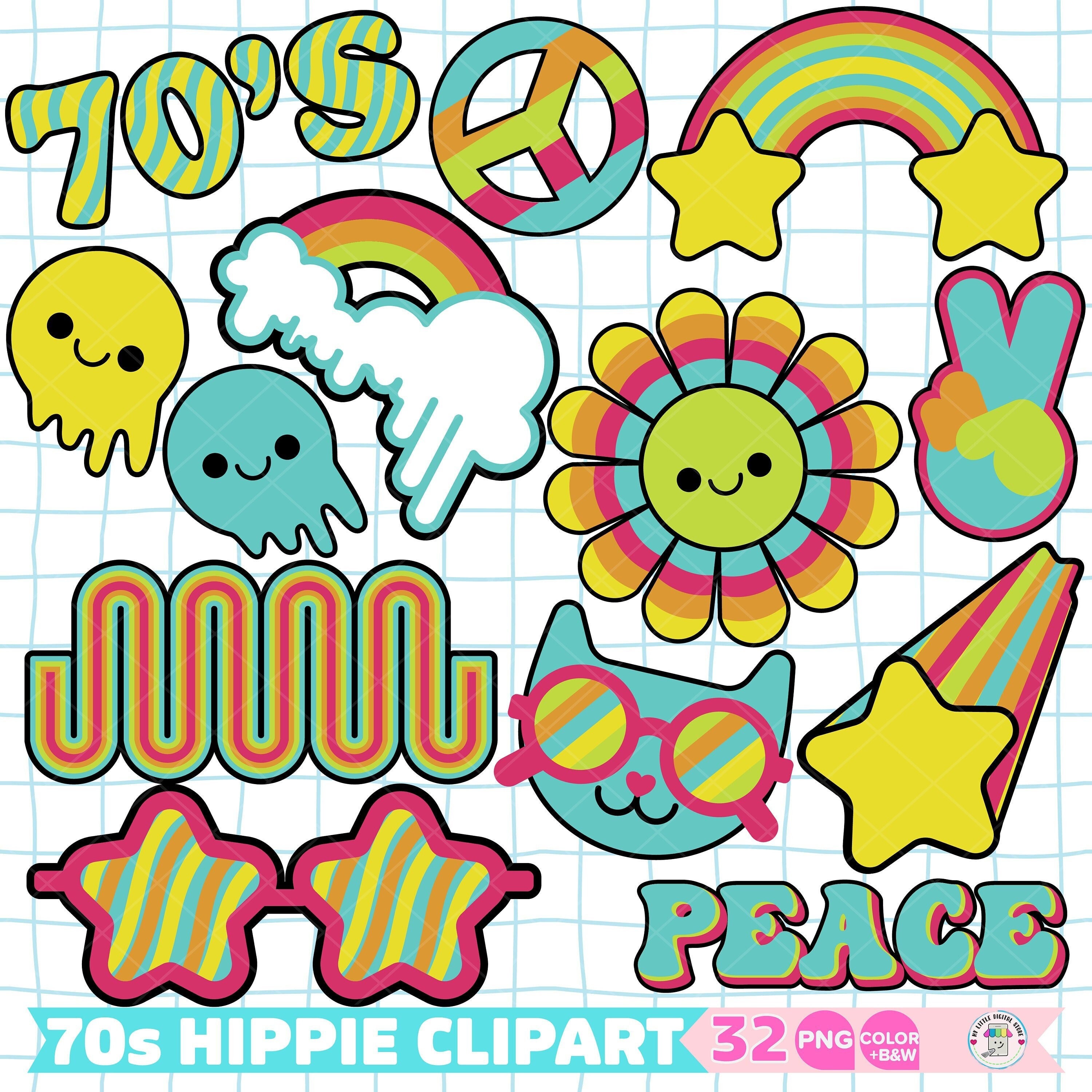 70s Nostalgia Elements Clipart Vintage 70s Design Retro 70s - Etsy