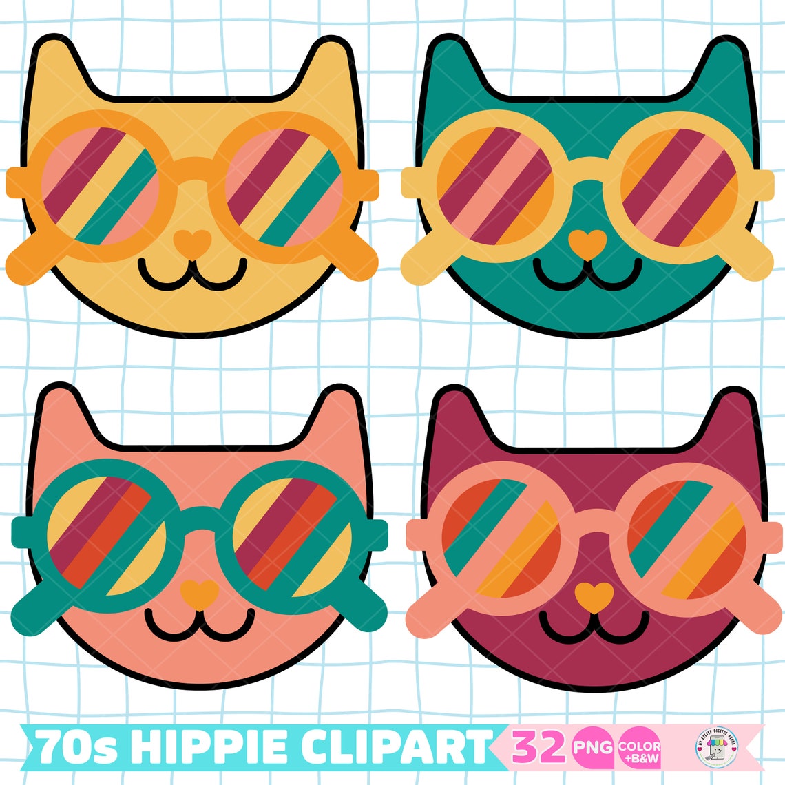 70s Nostalgia Elements Clipart Vintage 70s Design Retro 70s - Etsy