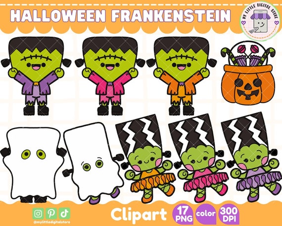 Frankenstein and Bride of Frankenstein Clipart - Etsy