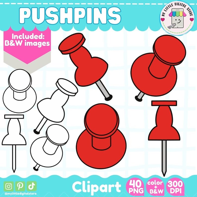 Push Pin Clipart Rainbow Thumb Tack School Supplies Clip - Etsy