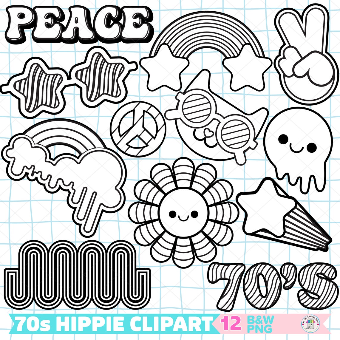 70s Nostalgia Elements Clipart Vintage 70s Design Retro 70s - Etsy