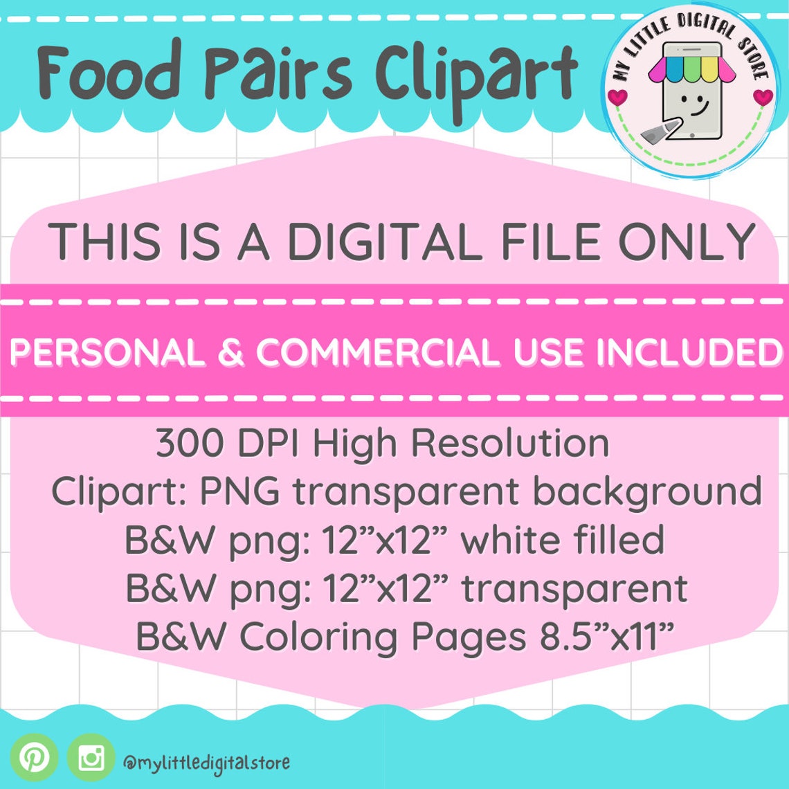 Perfect Match Kawaii Valentines Day Clipart Love Food Pairs - Etsy