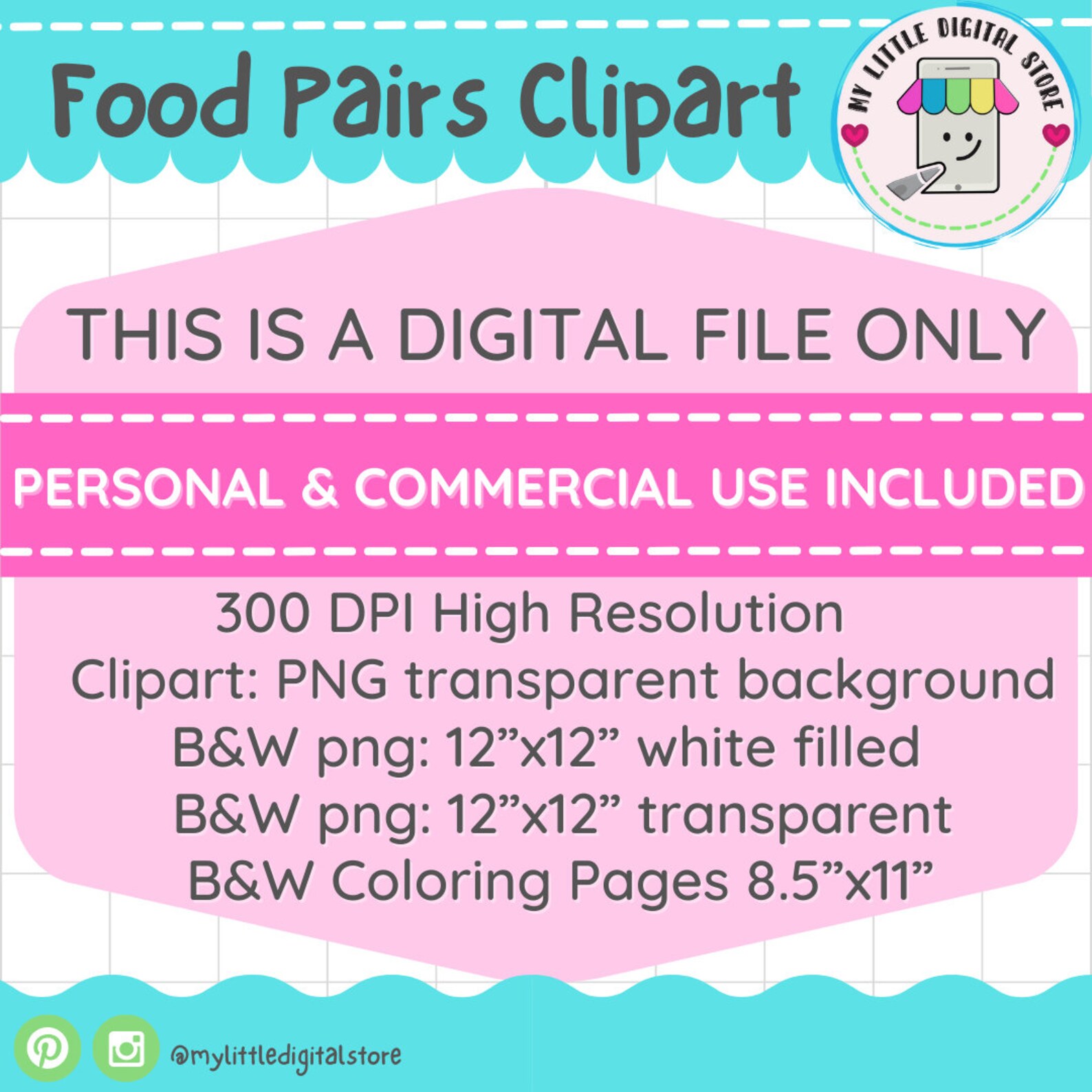 Perfect Match Kawaii Valentines Day Clipart Love Food Pairs - Etsy