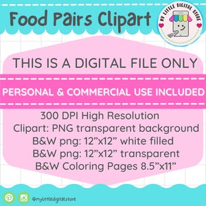 Perfect Match Kawaii Valentines Day Clipart Love Food Pairs - Etsy