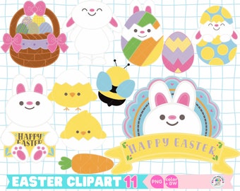 Cute Easter Clipart Illustrations Sweet Easter PNG Download - Etsy