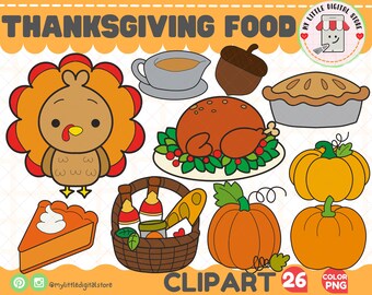 Watercolor Thanksgiving Clipart Holiday Turkey PNG - Etsy
