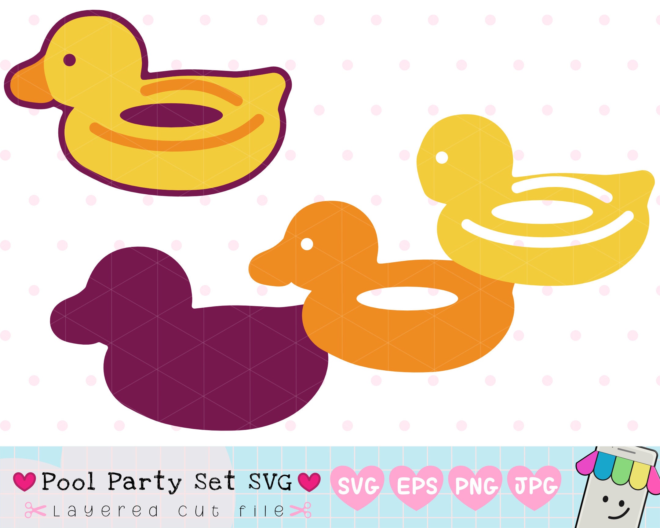 Pool Party Dinosaur Clipart Svg, Duck Pool Float Svg, Summer Flip Flop ...