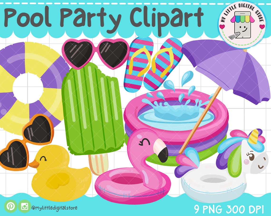 Pool Party Flamingo Unicorn Clipart Summer Flip Flop - Etsy