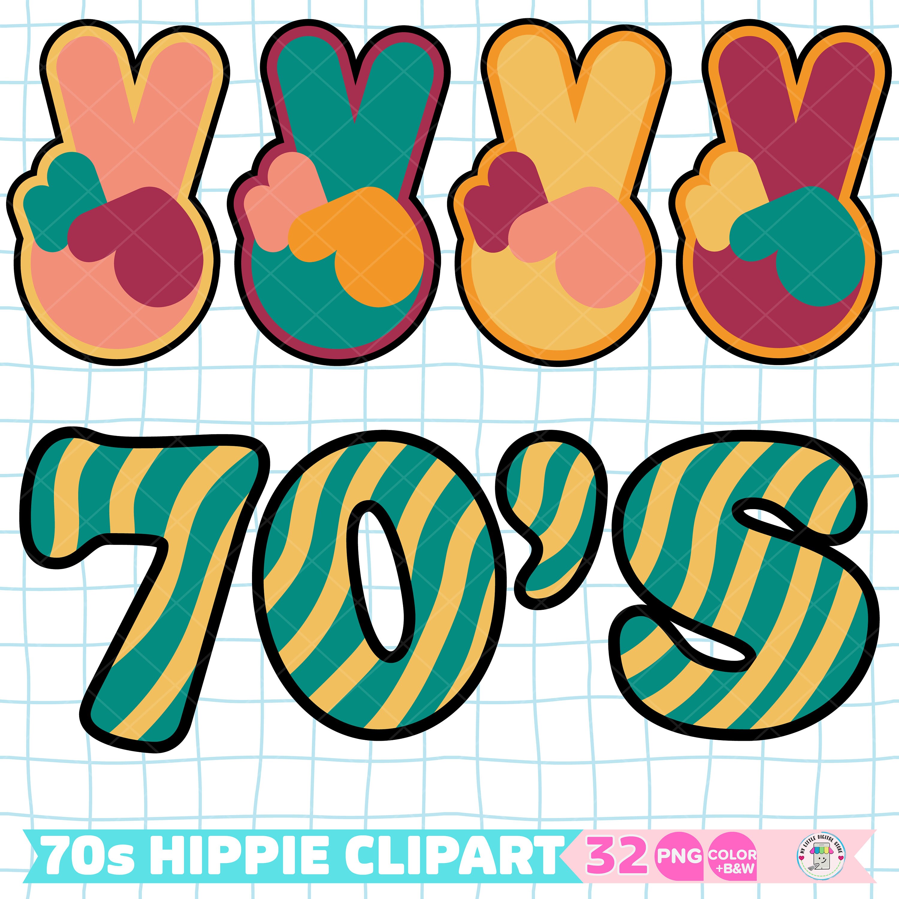 70s Nostalgia Elements Clipart Vintage 70s Design Retro 70s - Etsy