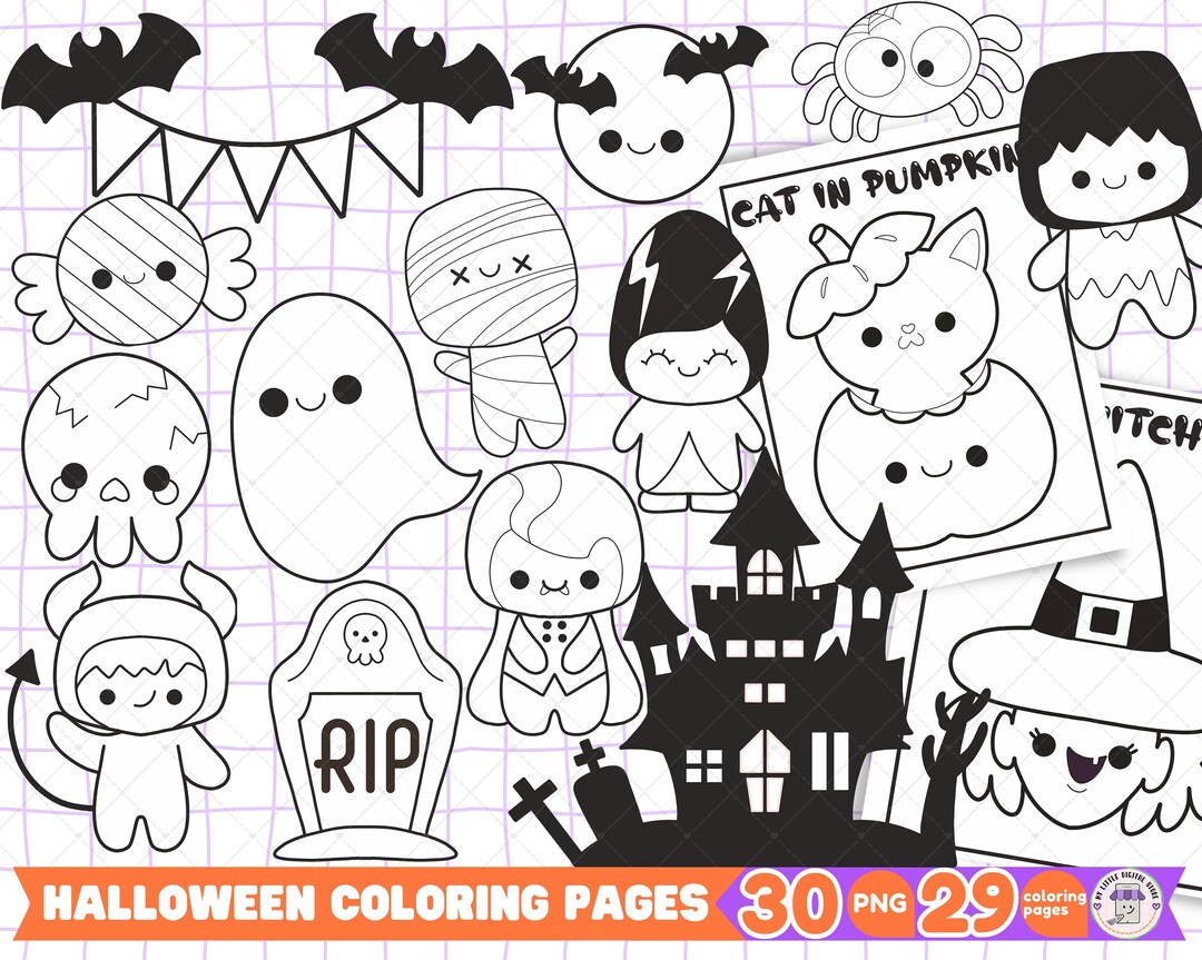 Halloween Doodle Clipart Halloween Digital Stamp Png - Etsy Canada
