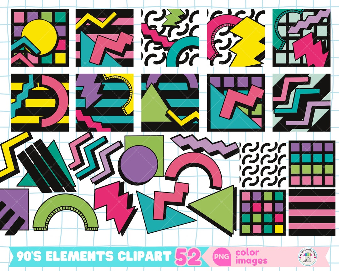90s Nostalgia Elements Clipart, Vintage 90s Design, Retro 90s ...