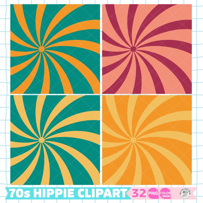 70s Nostalgia Elements Clipart Vintage 70s Design Retro 70s - Etsy