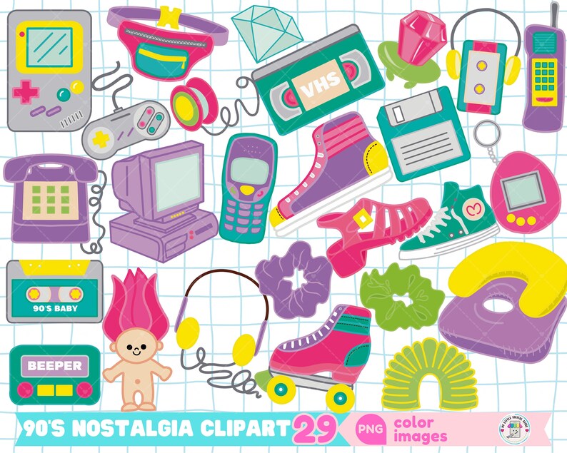 90s Nostalgia Clipart, Vintage 90s Design, Retro 90s Sublimation Design ...