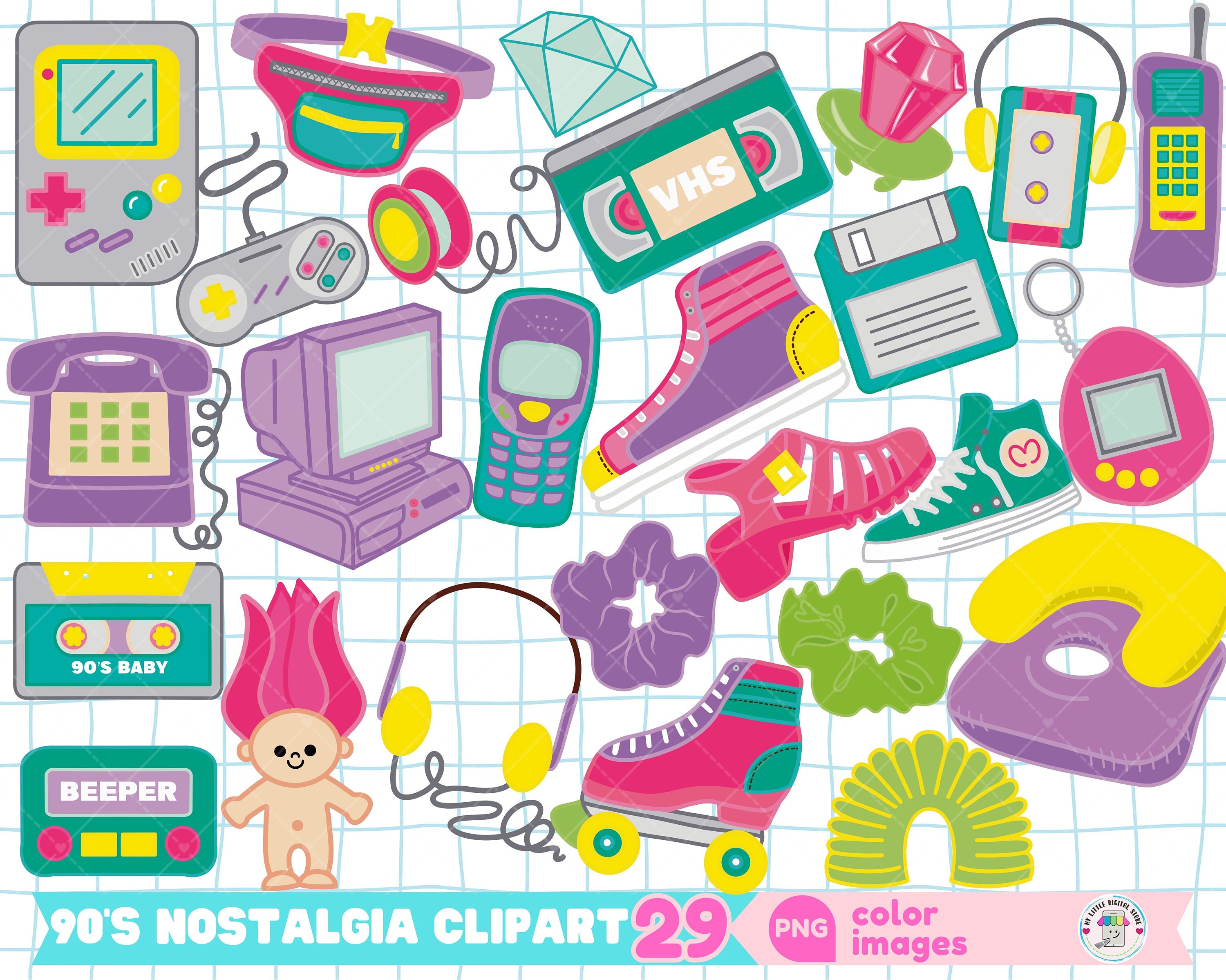 90s Nostalgia Clipart, Vintage 90s Design, Retro 90s Sublimation Design ...