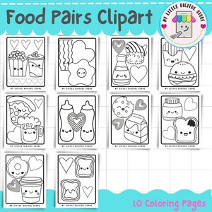 Perfect Match Kawaii Valentines Day Clipart Love Food Pairs - Etsy