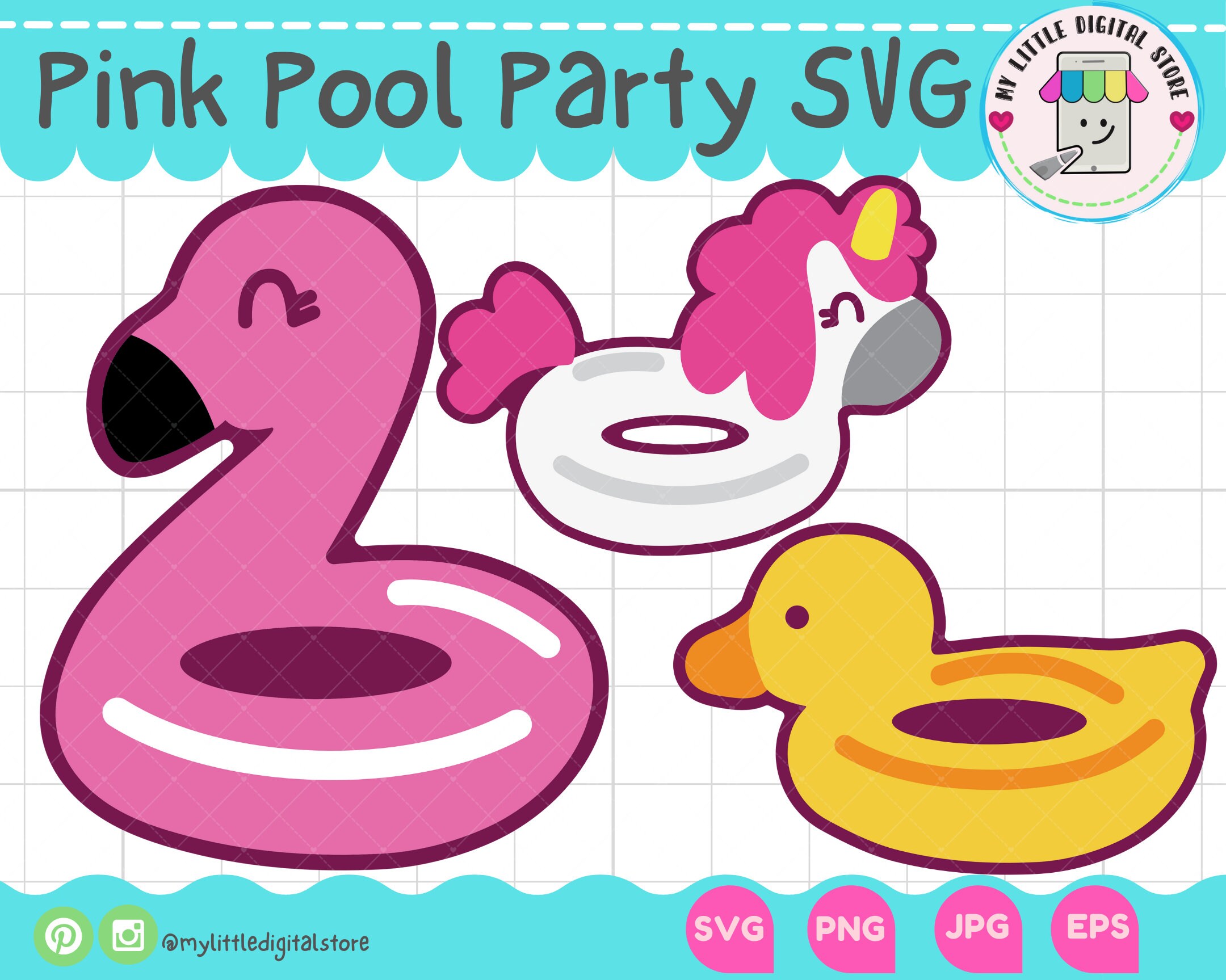 Pool Party Flamingo Unicorn Clipart Svg Flamingo Unicorn Pool | Etsy