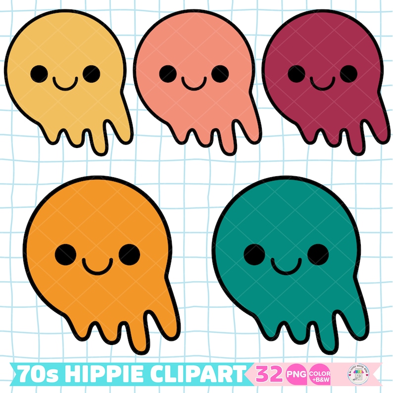 70s Nostalgia Elements Clipart, Vintage 70s Design, Retro 70s ...