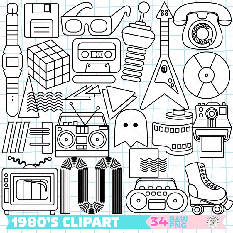 80s Nostalgia Elements Clipart Back to the 80's Vintage - Etsy