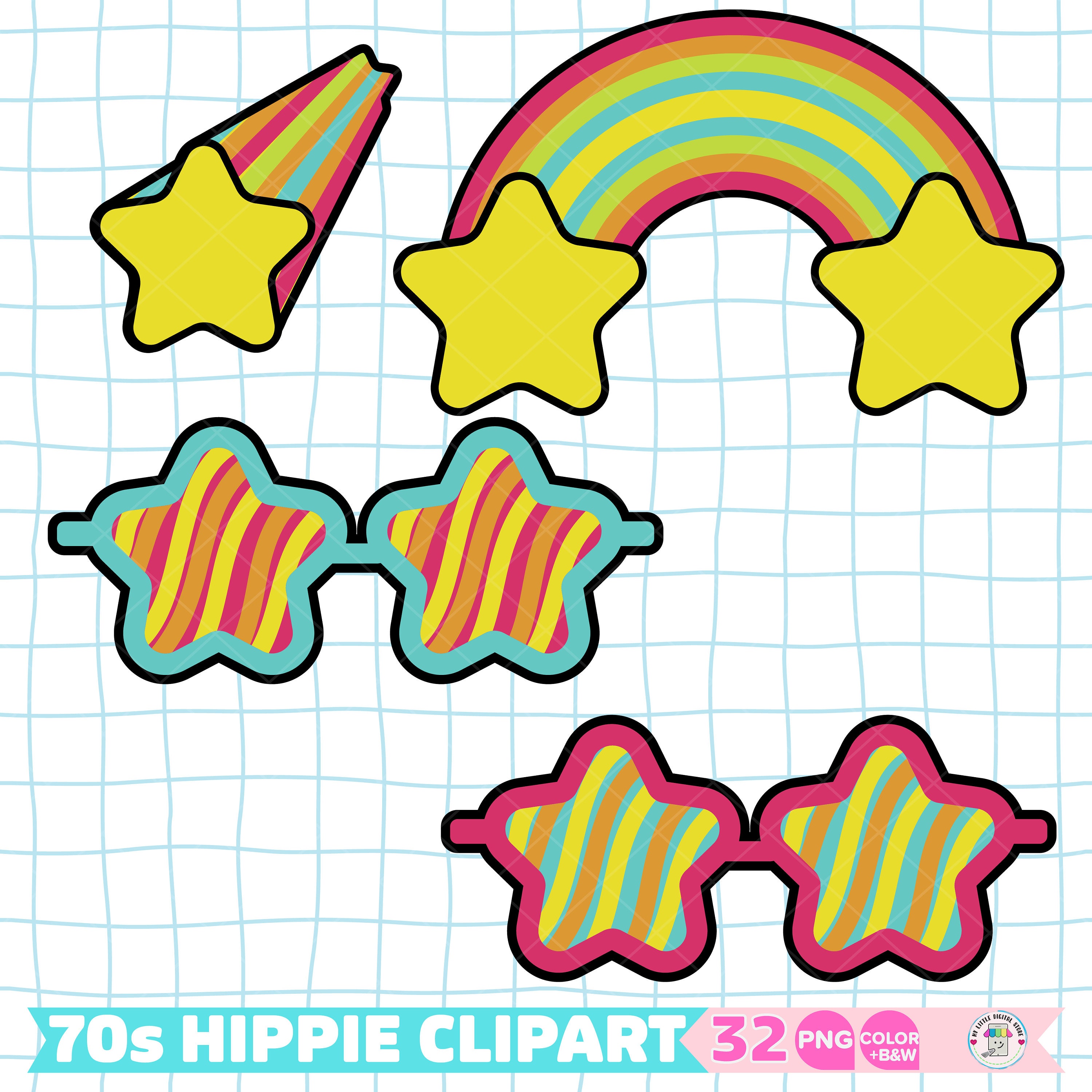 70s Nostalgia Elements Clipart, Vintage 70s Design, Retro 70s ...