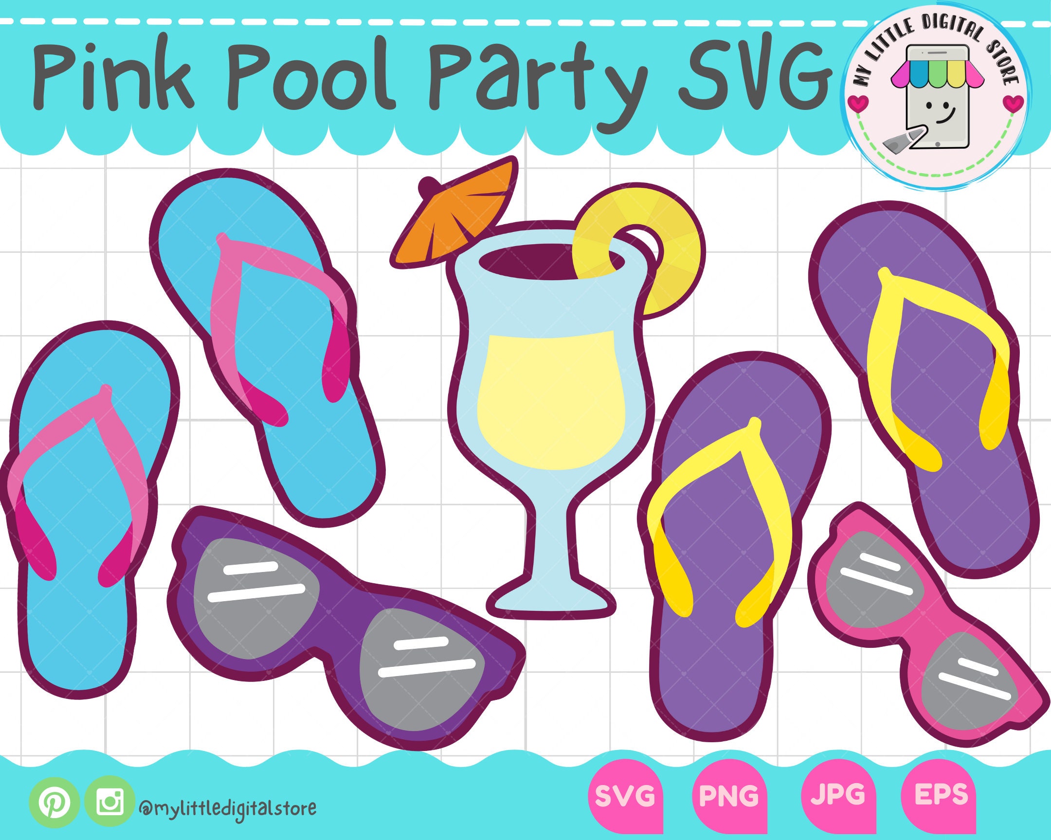 Pool Party Flamingo Unicorn Clipart Svg Flamingo Unicorn Pool | Etsy