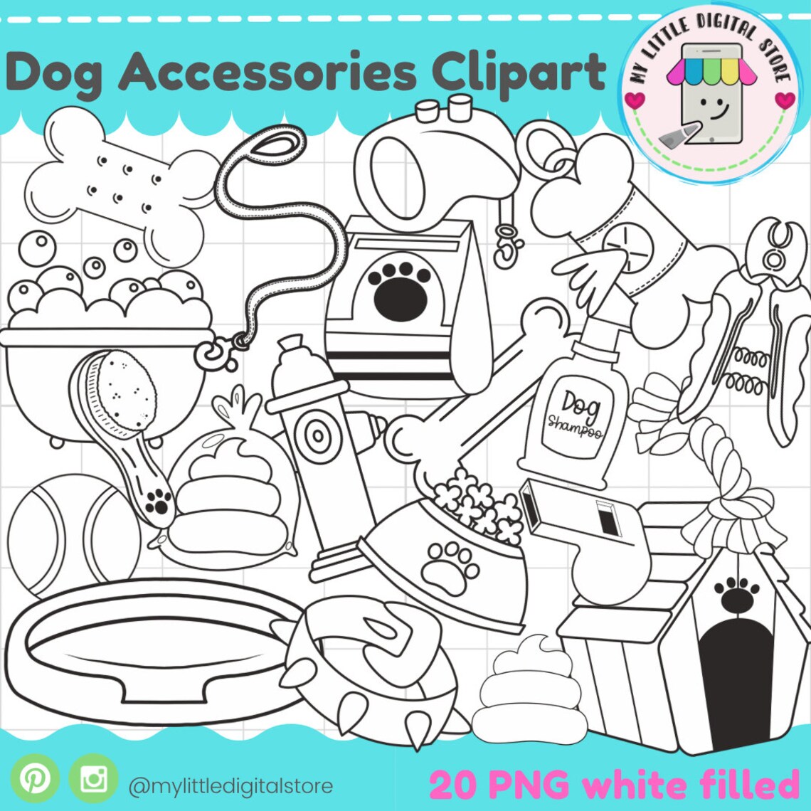Dog Accessories PNG Clipart Pet Owner Clipart Pet Elements | Etsy