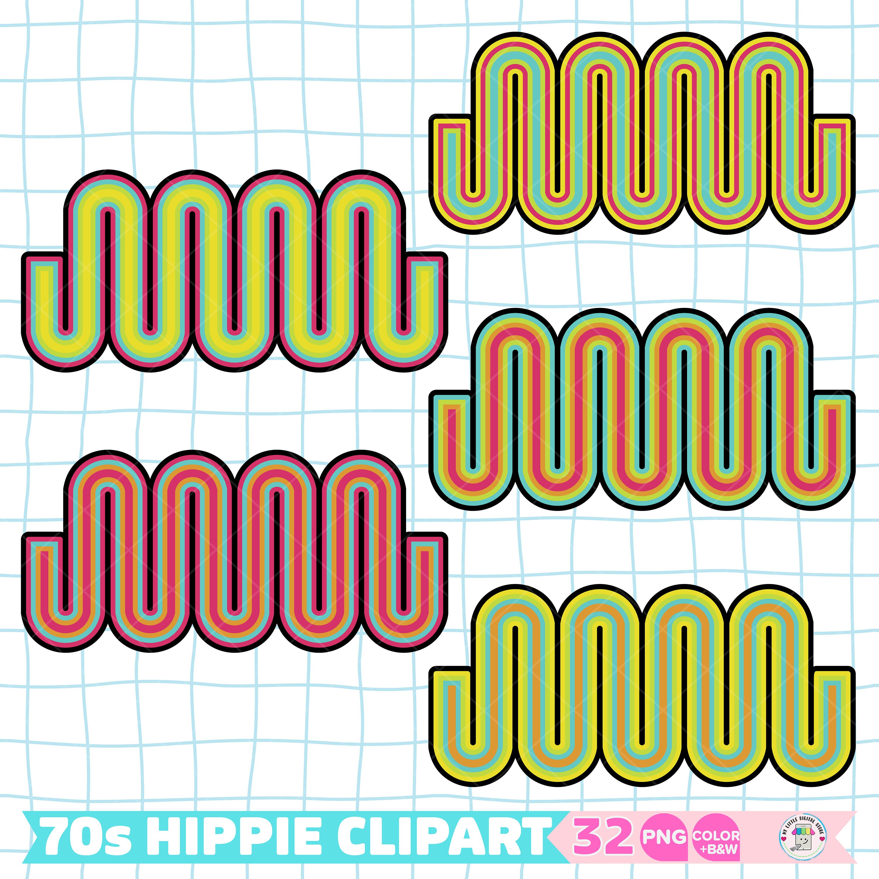 70s Nostalgia Elements Clipart, Vintage 70s Design, Retro 70s ...