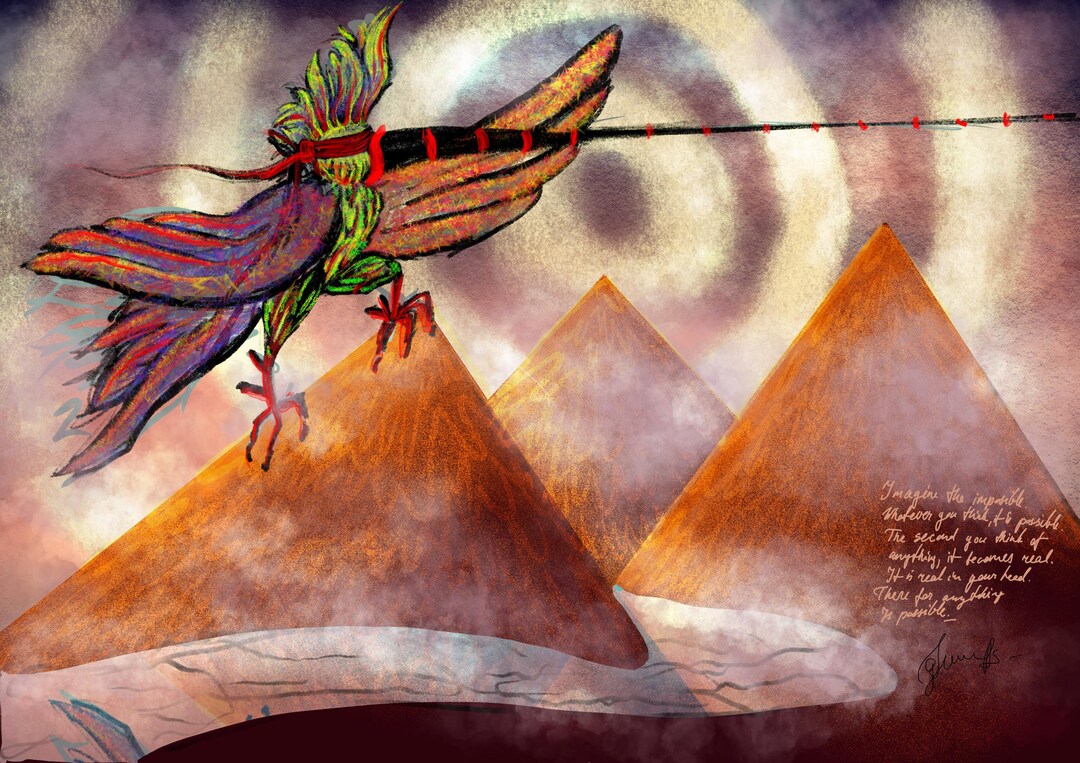 Imagine the Impossible: Surreal Bird Over Pyramids Digital Art Print ...