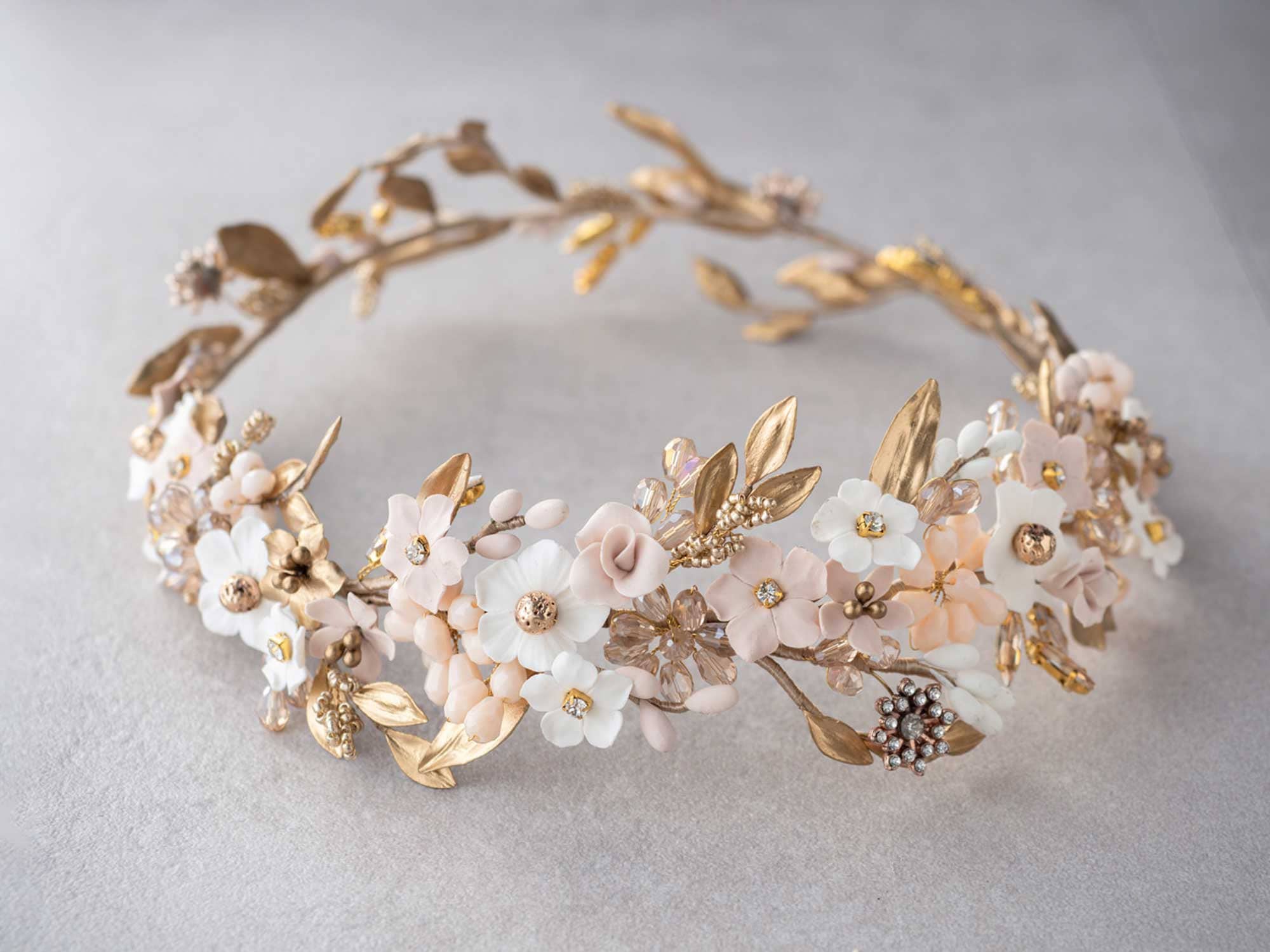 Wedding Floral Crown Rhinestones and Flowers Tiara Floral - Etsy