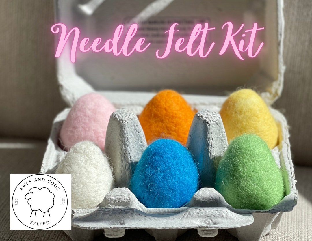 Needle Felt Kit 5 Colorful Easter Eggs, Fun Craft, Kit for Beginners ...